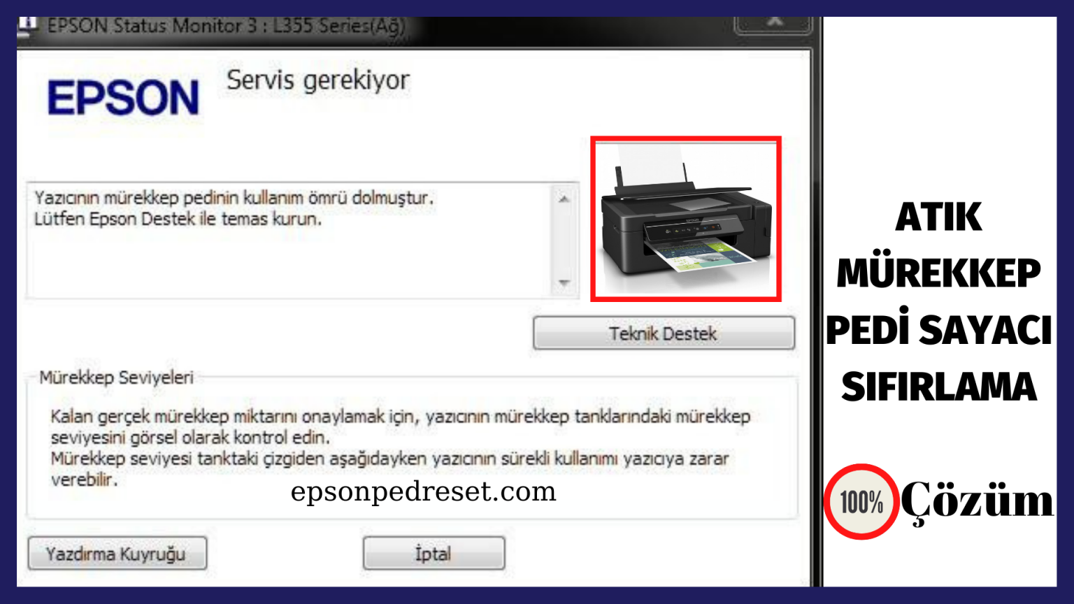 Epson L3050 Mürekkep Pedi Resetleme - Yazıcı Resetleme